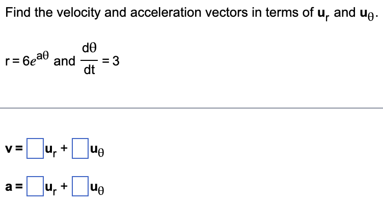 Solved Find the velocity and acceleration vectors in terms | Chegg.com