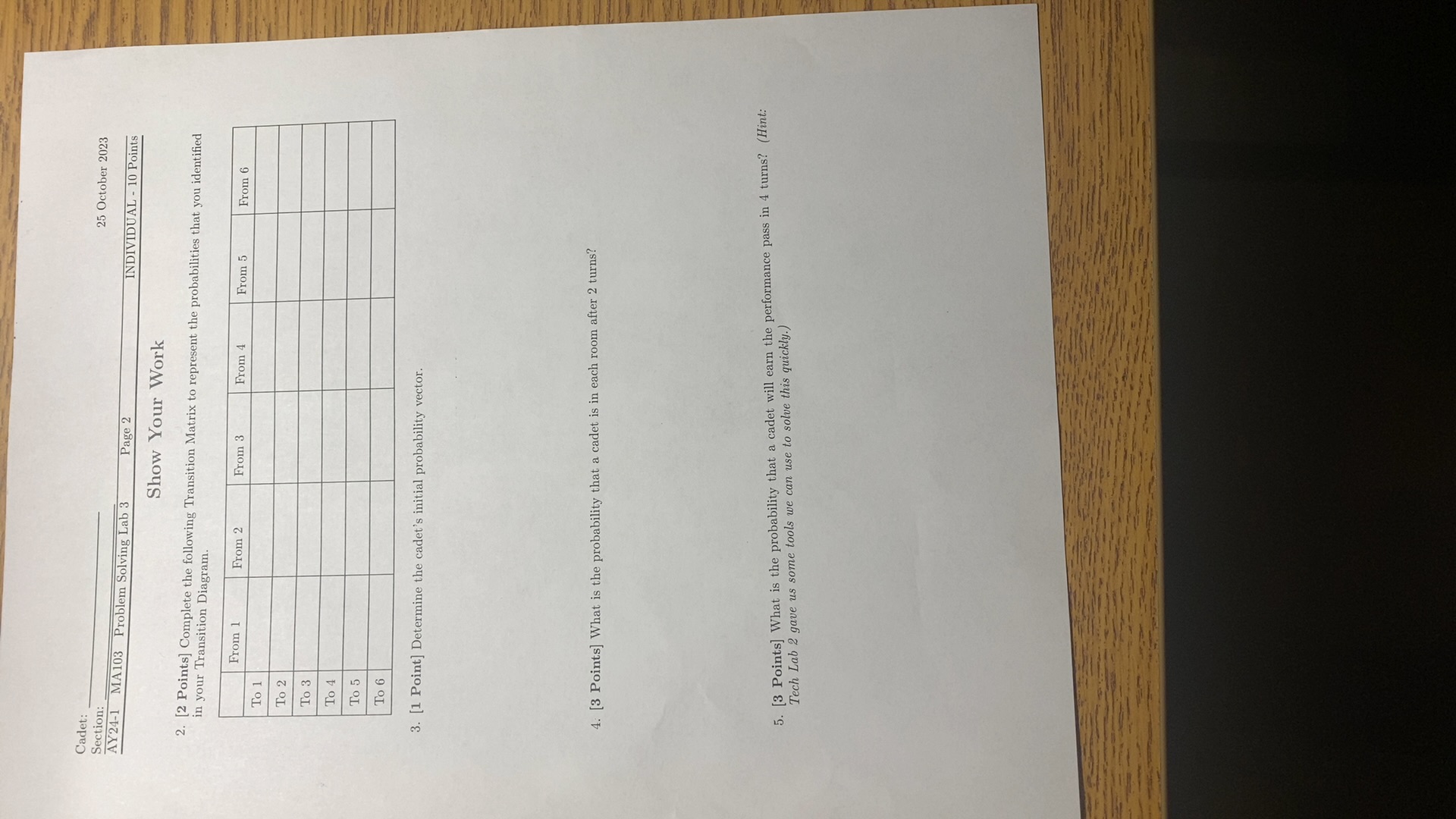 Solved Show Your Work 2. [2 Points] Complete the following | Chegg.com
