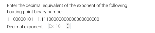Solved Enter the decimal equivalent of the exponent of the | Chegg.com