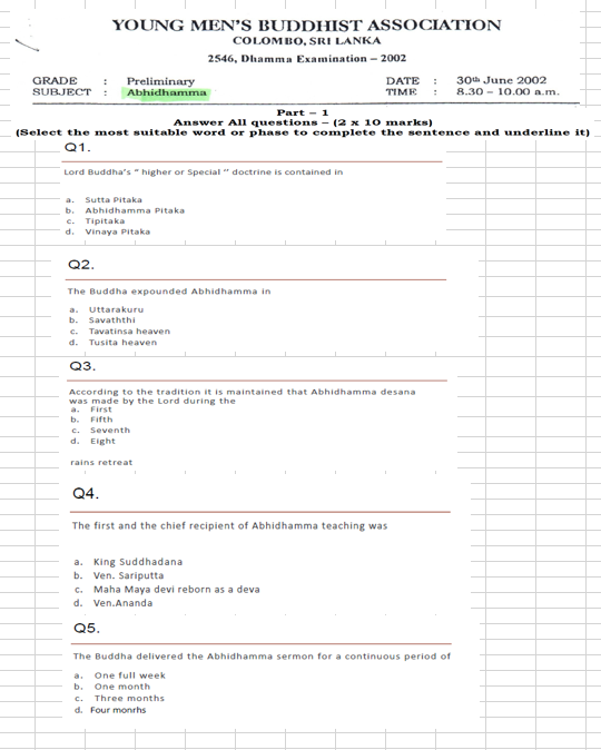 Solved YOUNG MEN'S BUDDHIST ASSOCIATION COLOMBO, SII LANKA | Chegg.com