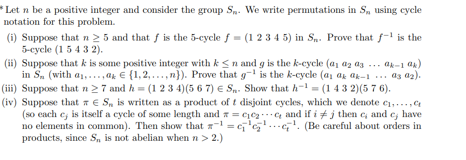 Solved Let n be a positive integer and consider the group | Chegg.com