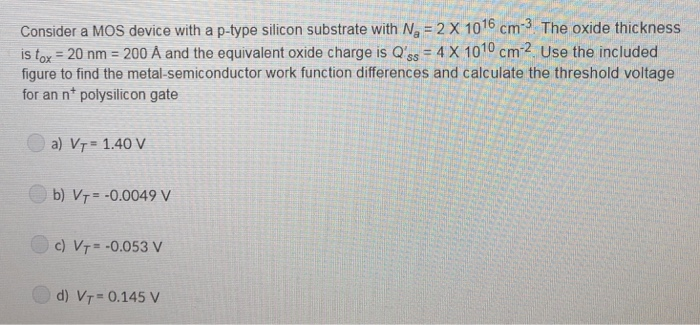 Solved Consider a MOS device with a p-type silicon substrate | Chegg.com