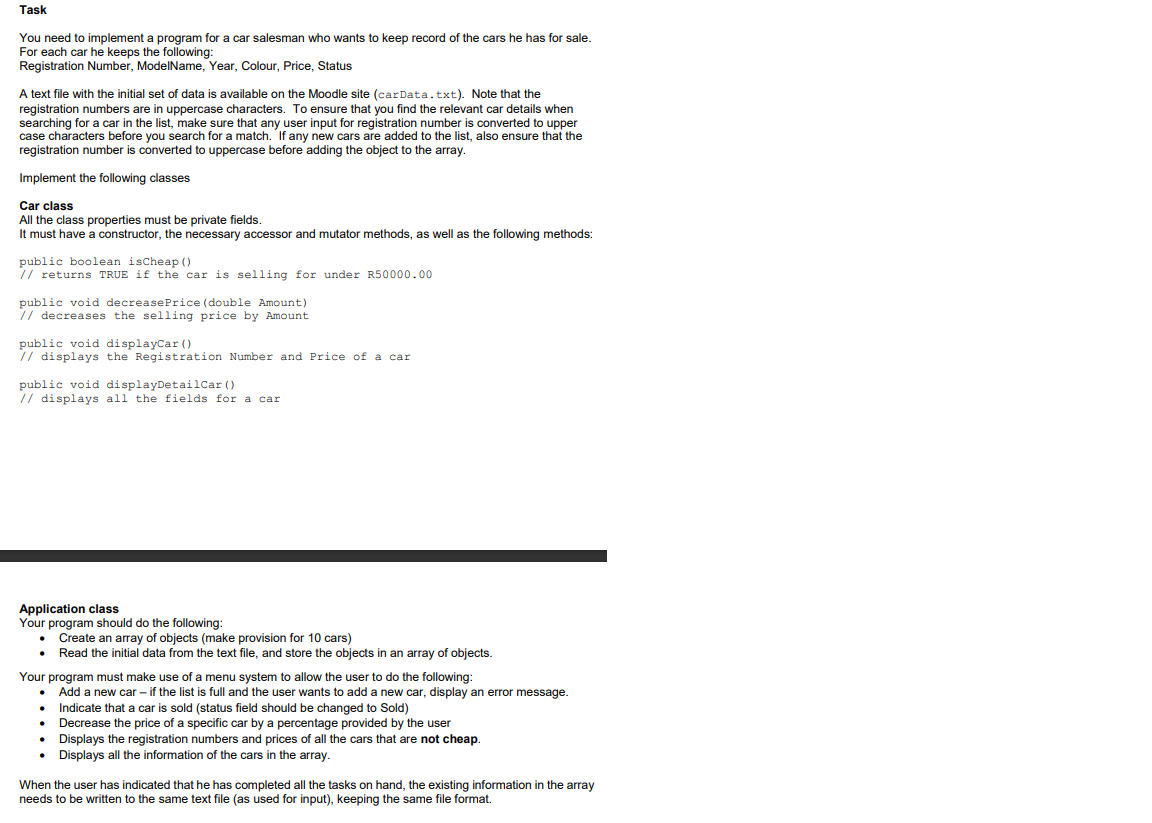 Solved You Need To Implement A Program For A Car Salesman 