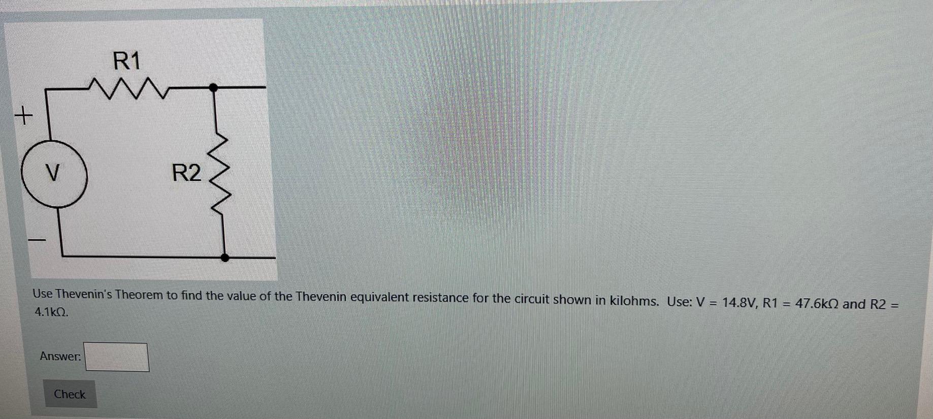 Solved Use Thevenin's Theorem to find the value of the | Chegg.com