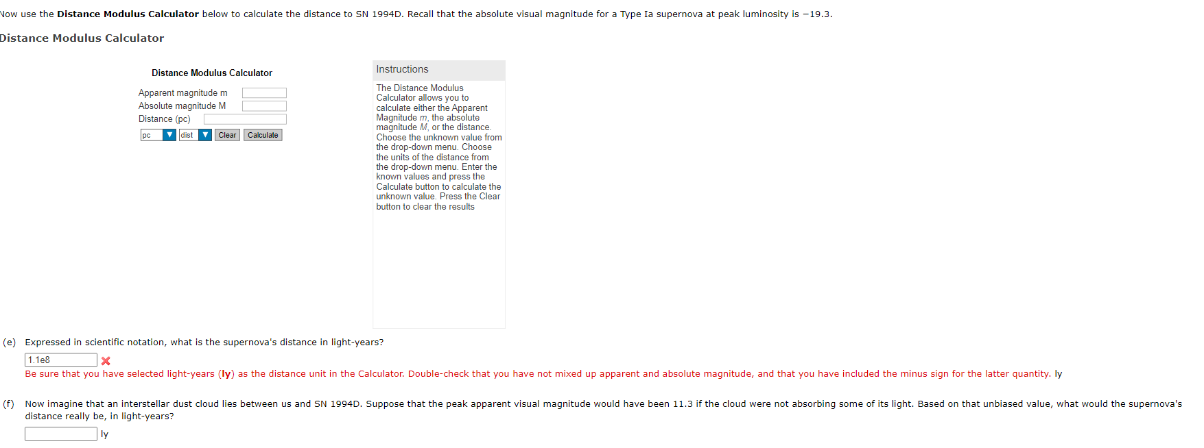 Solved Distance Modulus CalculatorDistance Modulus | Chegg.com