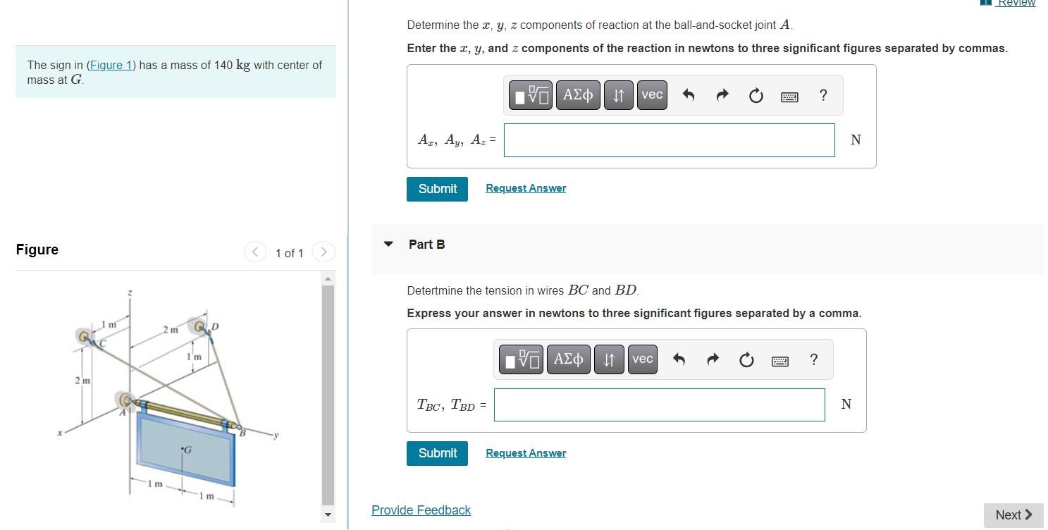 Solved Determine the x,y,z components of reaction at the | Chegg.com