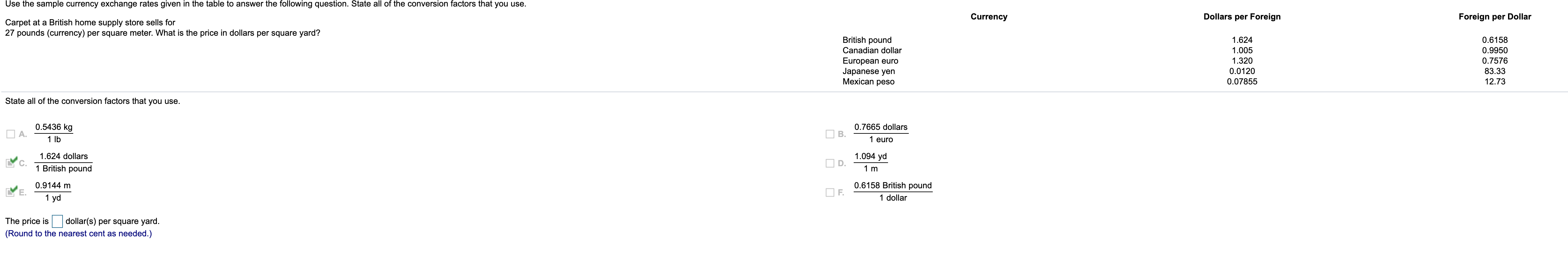 Solved Use the sample currency exchange rates given in the | Chegg.com