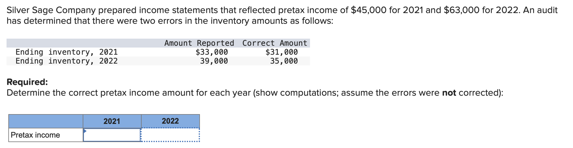 Solved Silver Sage Company prepared income statements that | Chegg.com