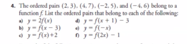 Solved 4. The ordered pairs (2, 3), (4,7), (-2,5), and (-4, | Chegg.com