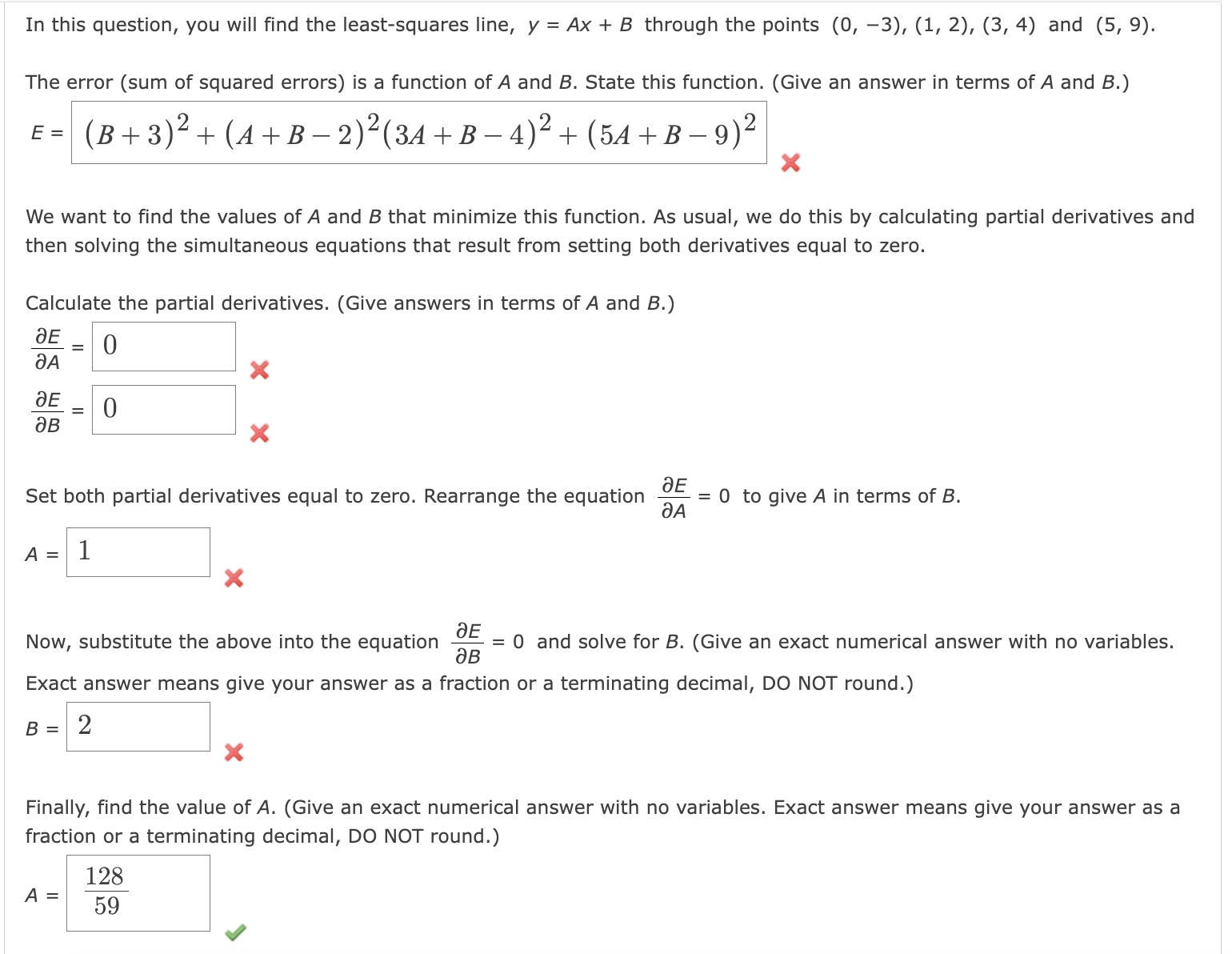 Solved In this question, you will find the least-squares | Chegg.com