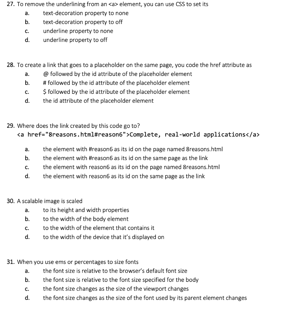 Solved 27 To Remove The Underlining From An Element