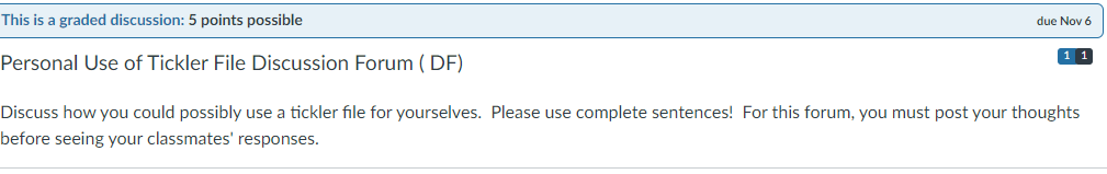 Solved Personal Use of Tickler File | Chegg.com