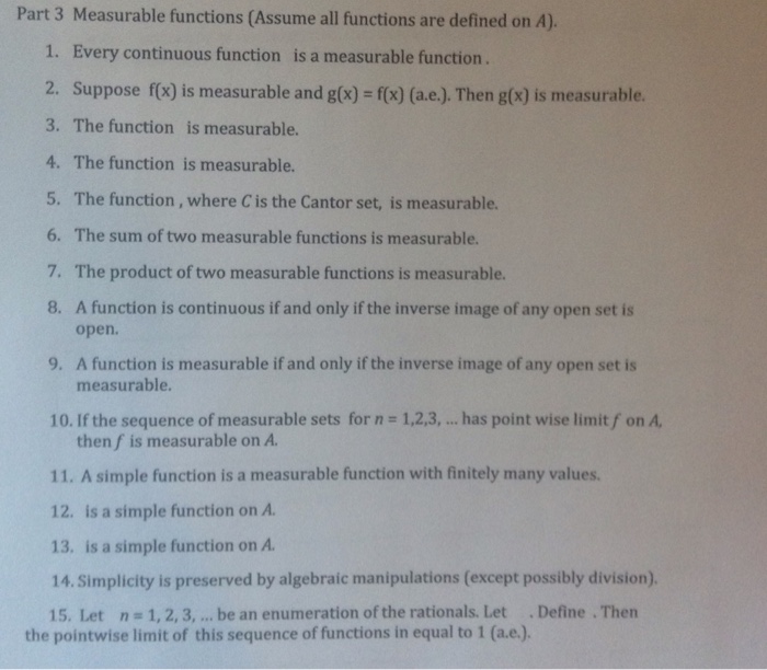 Part 3 Measurable functions (Assume all functions are | Chegg.com