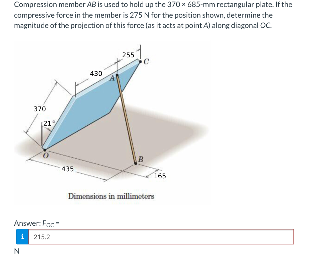 Solved Compression member AB is used to hold up the 370 x | Chegg.com