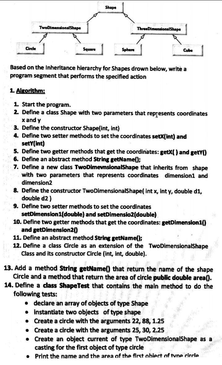 Solved Shape TwoDimensionalShape Three DimensionalShape | Chegg.com