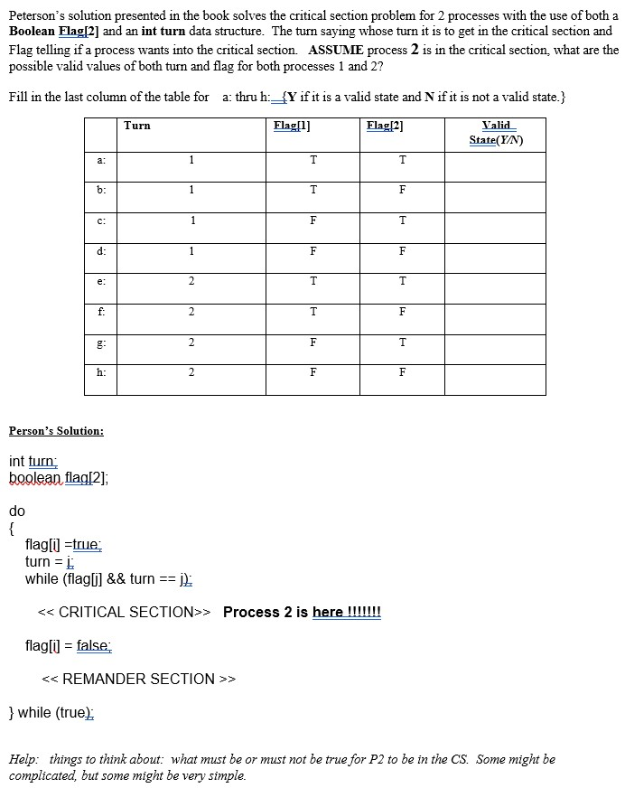 Solved Peterson's solution presented in the book solves the | Chegg.com