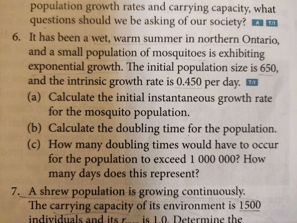Solved population growth rates and carrying capacity, what | Chegg.com
