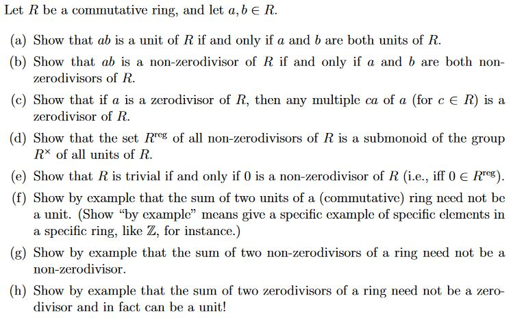 Solved Let R be a commutative ring, and let a, b e R. (a) | Chegg.com
