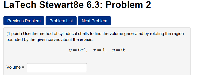 Solved LaTech Stewart8e 6.3: Problem 2 Previous Problem | Chegg.com