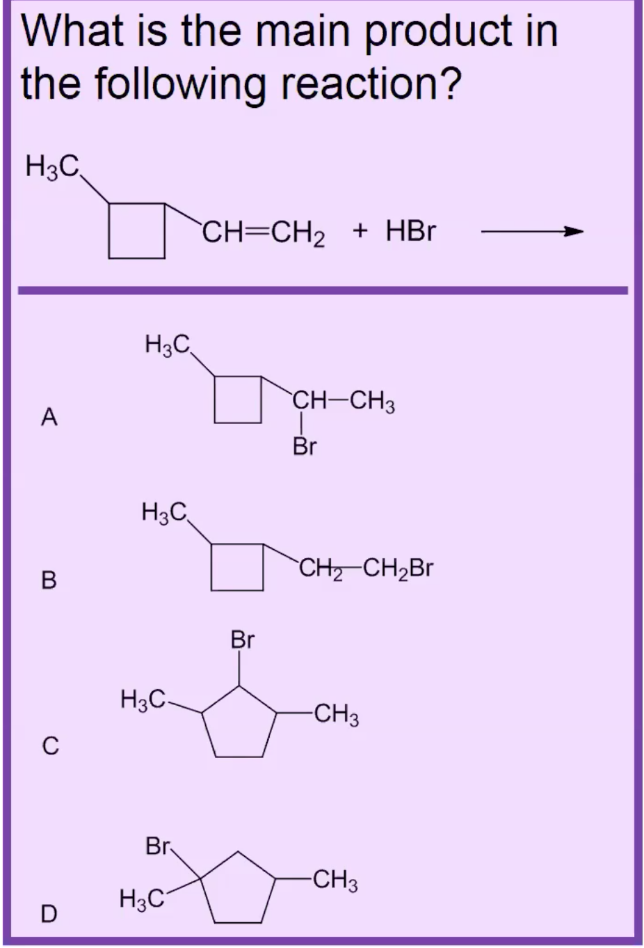 Solved What is the main product in the following reaction? | Chegg.com