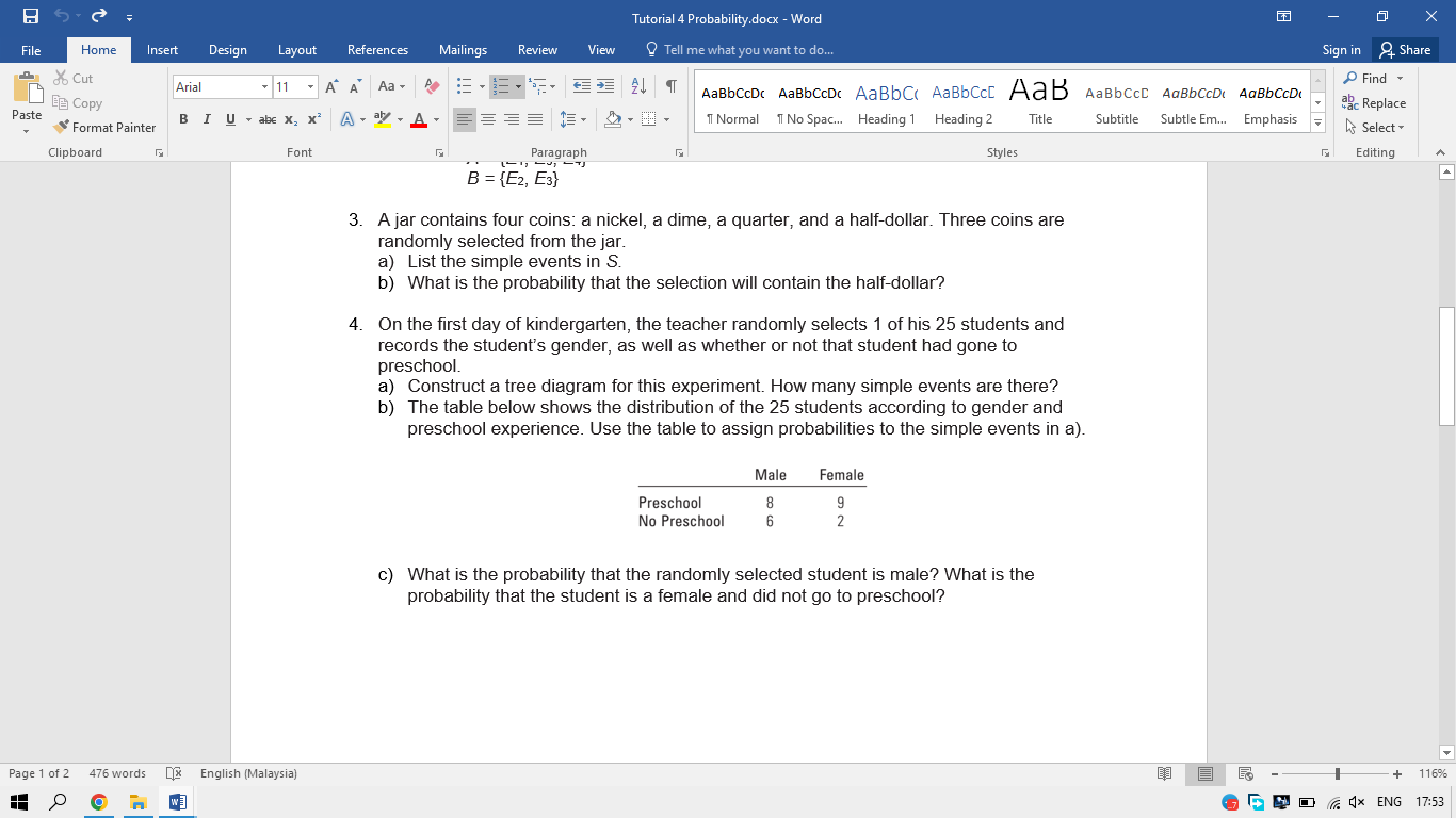 Solved 1. An experiment involves tossing a single die. These | Chegg.com