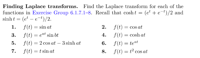Solved Finding Laplace transforms. Find the Laplace | Chegg.com