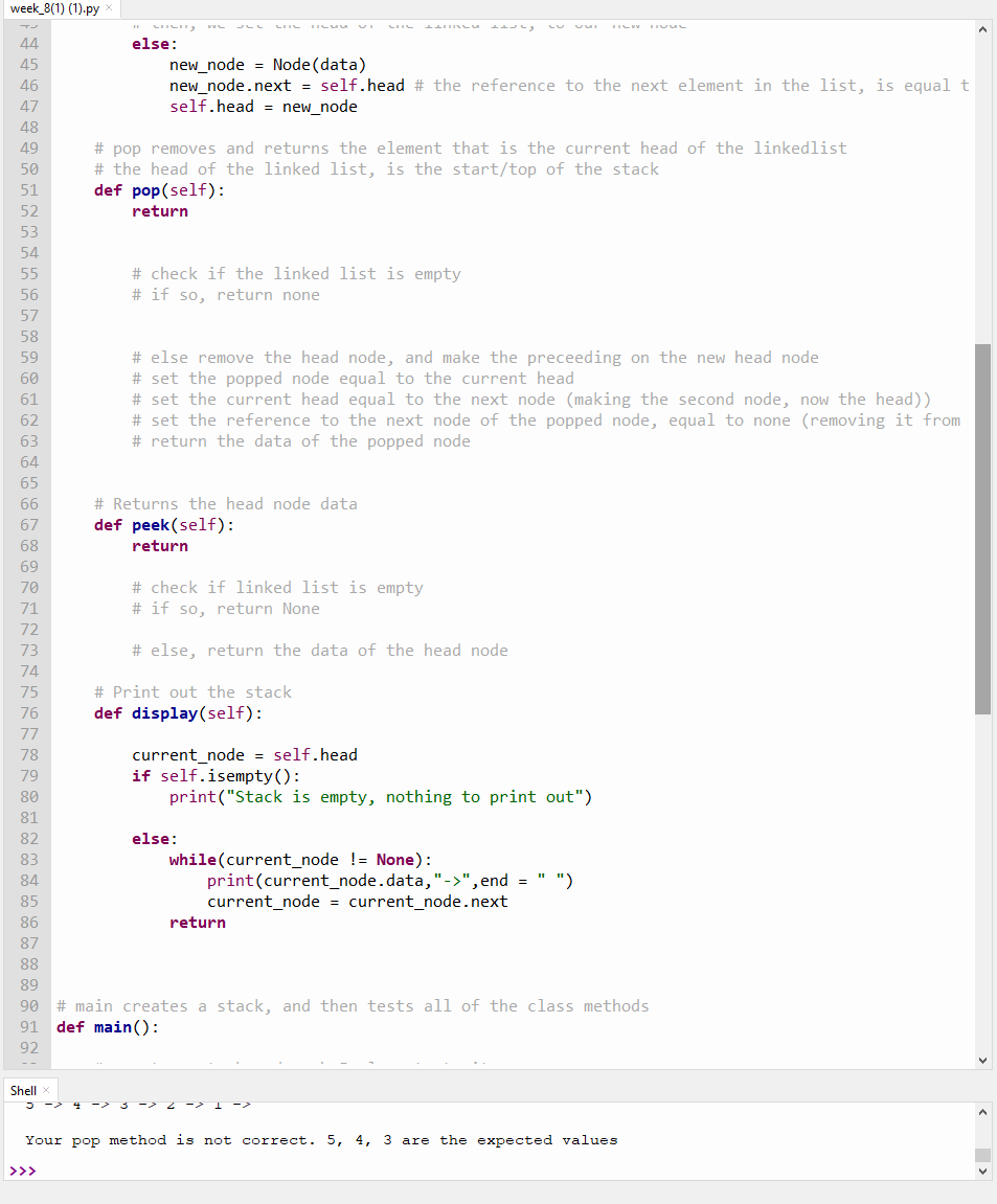 Solved Please in Python Our stack held data in a simple | Chegg.com