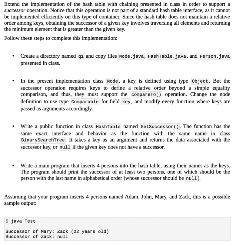 Solved In Java Please class HashTable { Node nodes[]; | Chegg.com