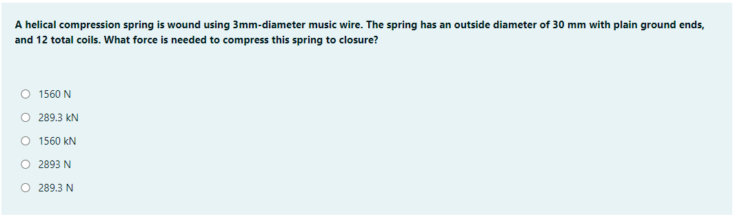 Solved A helical compression spring is wound using 3 | Chegg.com