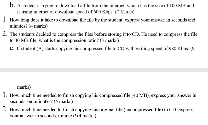 Solved b. A student is trying to download a file from the | Chegg.com