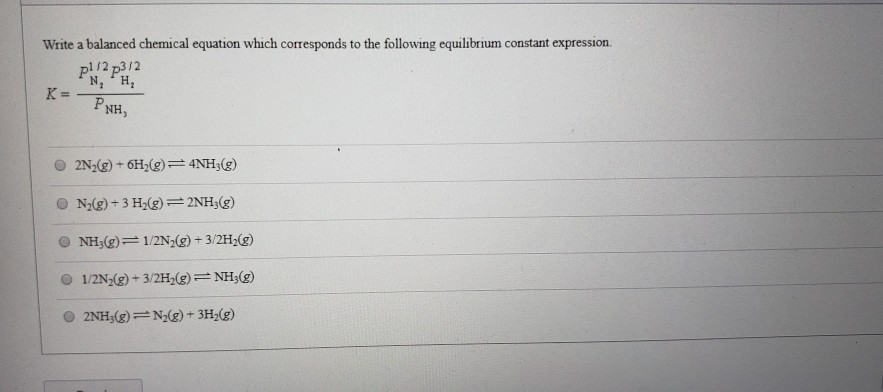 Solved Write a balanced chemical equation which corresponds | Chegg.com