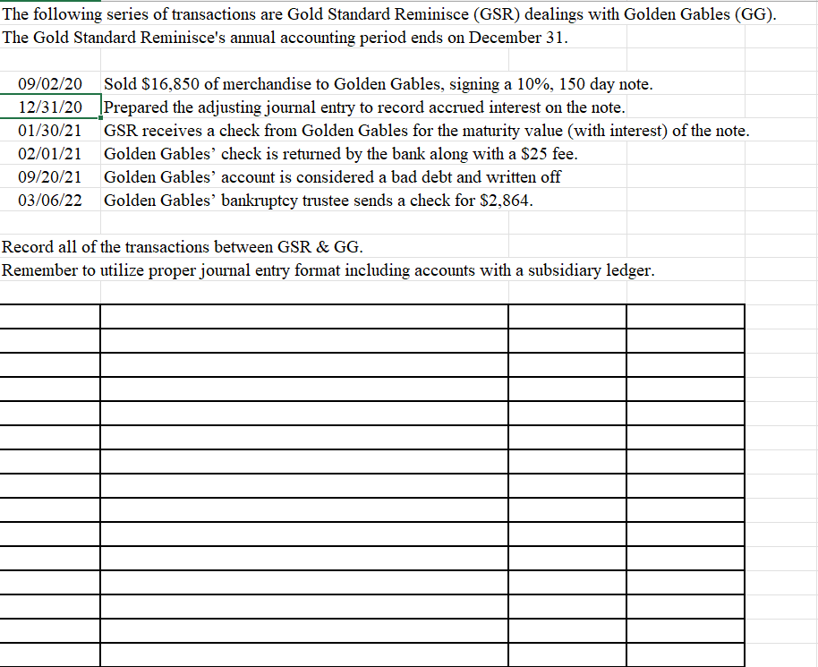 Solved The following series of transactions are Gold | Chegg.com