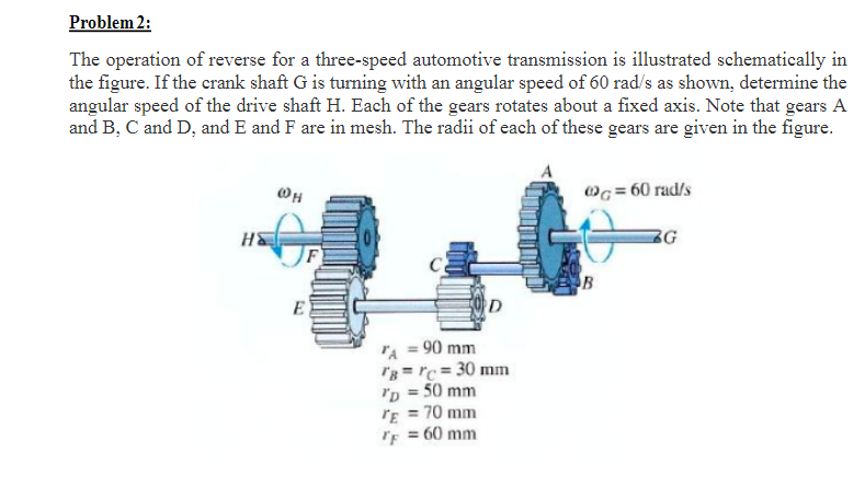 Solved Problem 2:The operation of reverse for a three-speed | Chegg.com