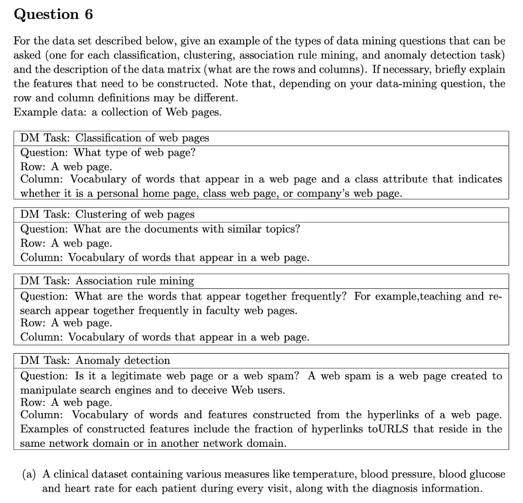 Solved For The Data Set Described Below Give An Example Of