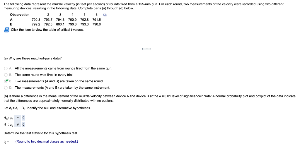 Solved Click the icon to view the table of critical | Chegg.com