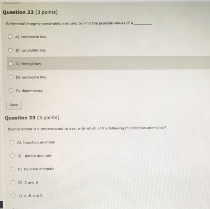 Solved Question 2 (3 points) In an enterprise-class database | Chegg.com