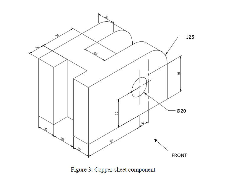 Solved Draw in full scale the front view, top view and side | Chegg.com