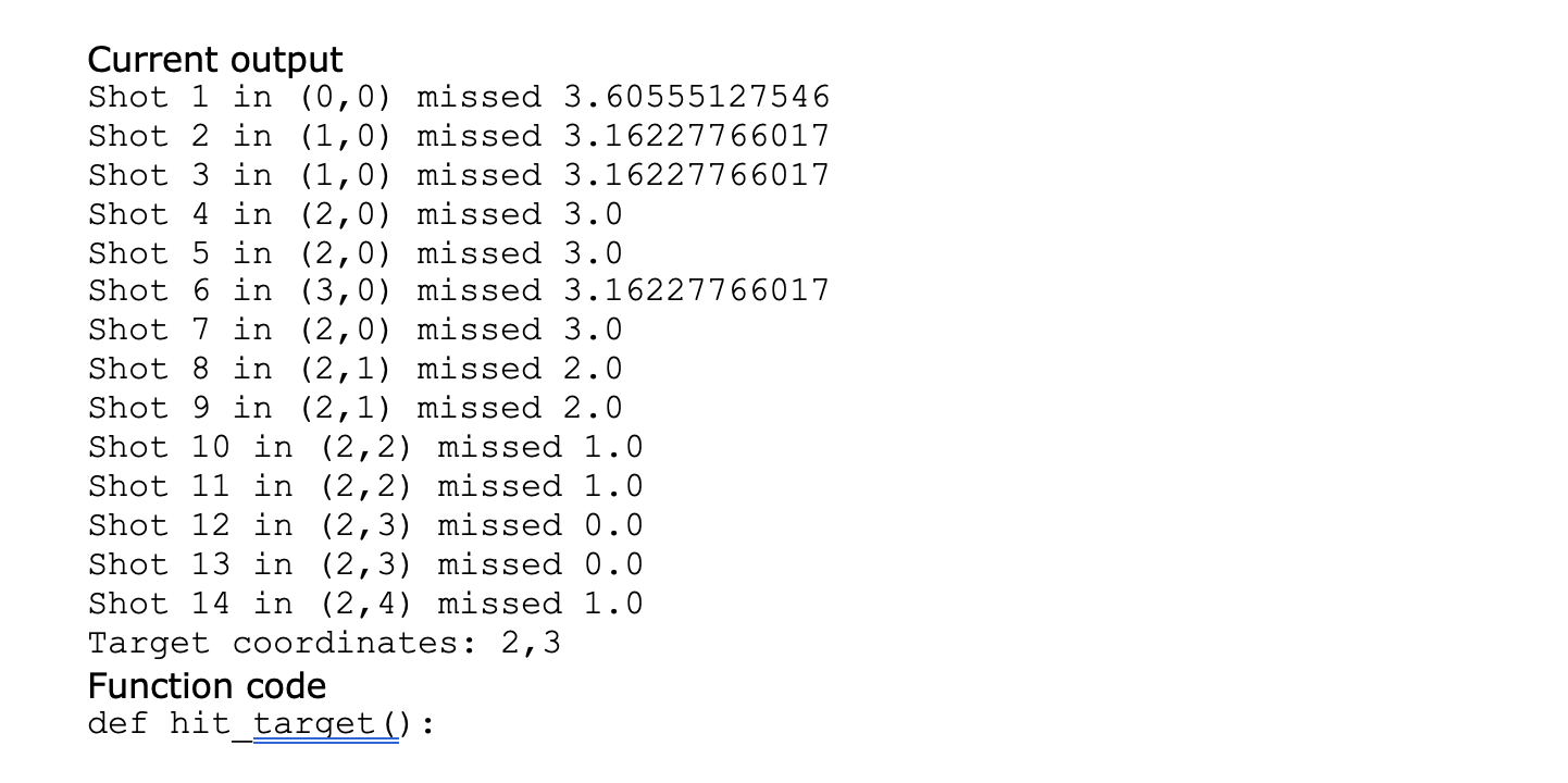 Solved Existing hit_target() function uses a primitive | Chegg.com
