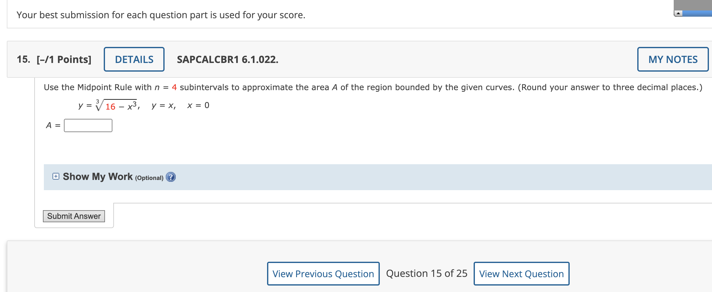 Solved Your best submission for each question part is used | Chegg.com