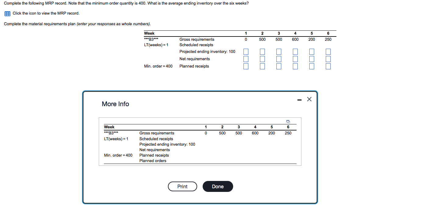 Solved Complete the following MRP record. Note that the | Chegg.com