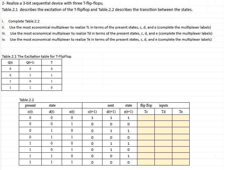 Solved 2- Realize a 3-bit sequential device with three | Chegg.com
