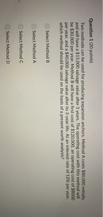 Solved Question 1 (20 points) Two methods can be used for | Chegg.com