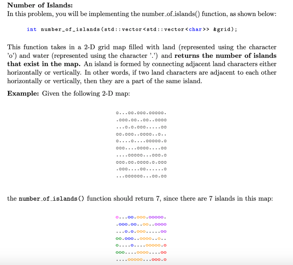 Solved Number of Islands: In this problem, you will be | Chegg.com