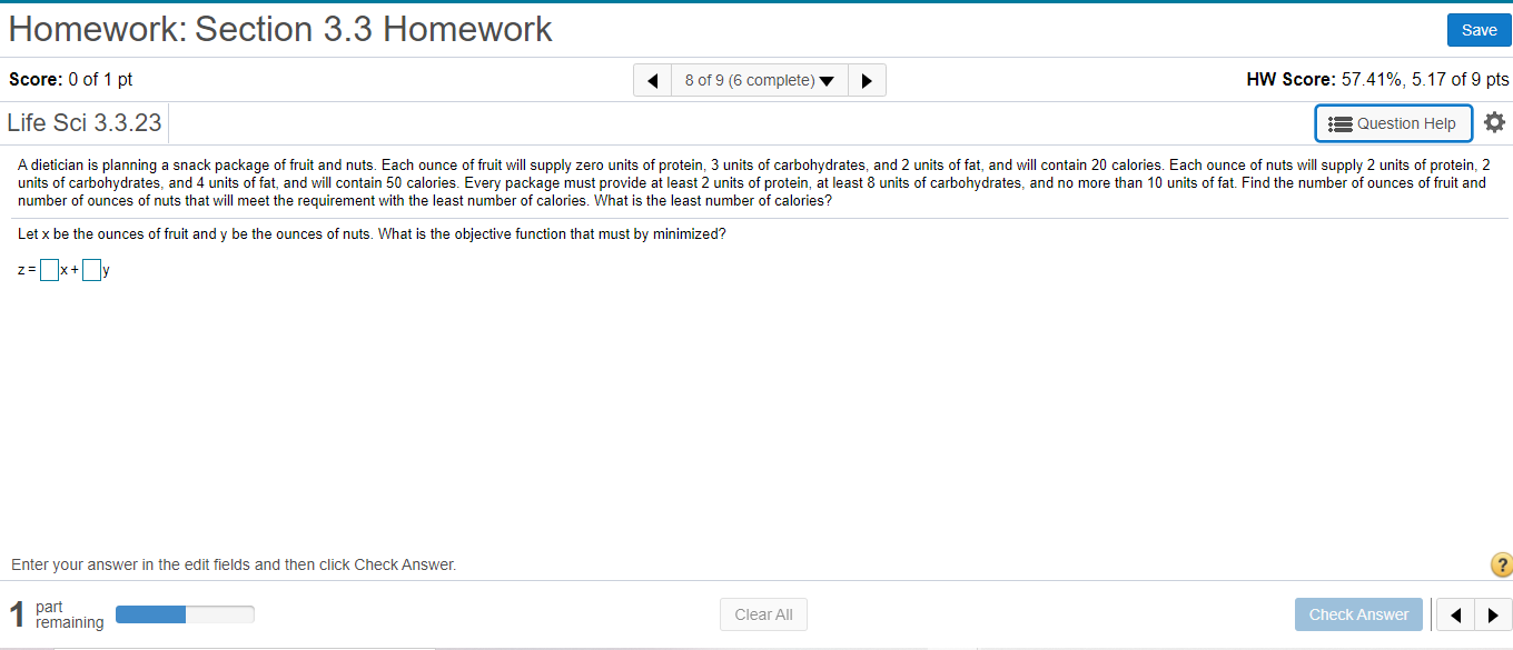 Solved Homework Section 3 3 Homework Save Score 0 Of 1 Pt