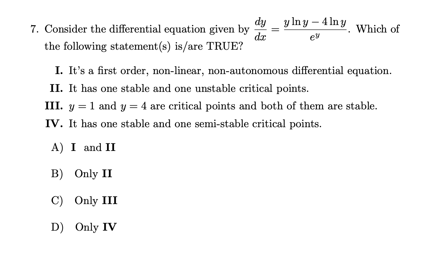 Solved 7. Consider the differential equation given by | Chegg.com