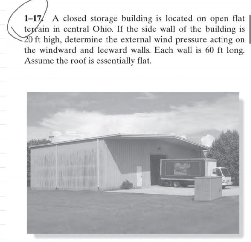 Solved 1-17/ A closed storage building is located on open | Chegg.com