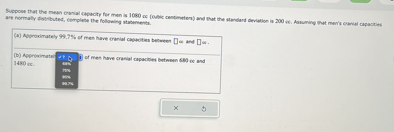 Solved Suppose that the mean cranial capacity for men is | Chegg.com