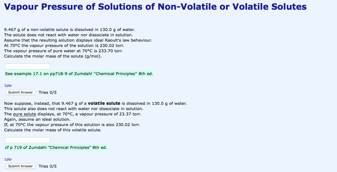 Solved Vapour Pressure of Solutions of Non-Volatile or | Chegg.com