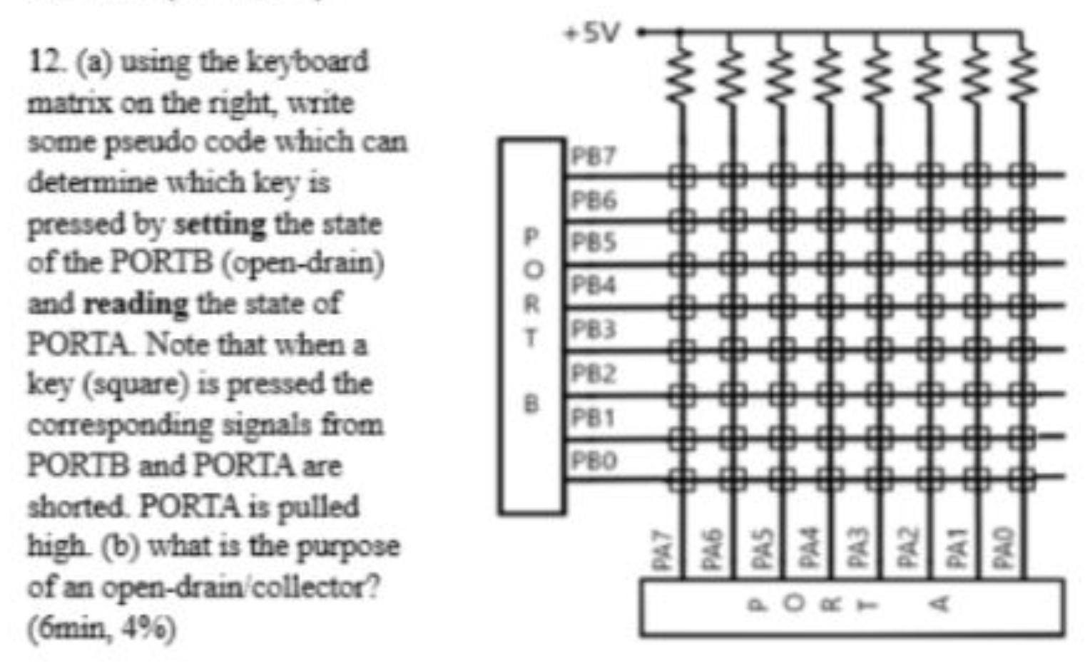Solved 12. (a) using the keyboard matrix on the right, write | Chegg.com