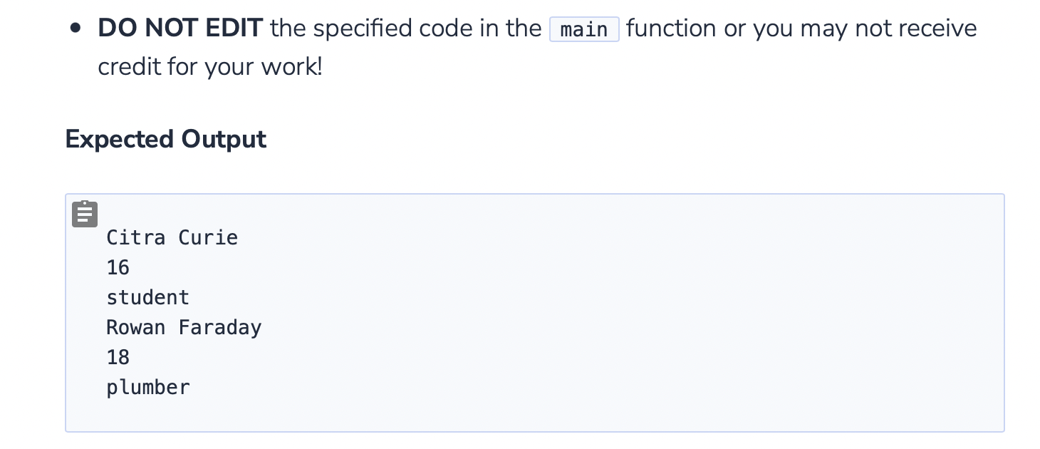 Solved Lab Challenge Problem Write a class named Person that | Chegg.com